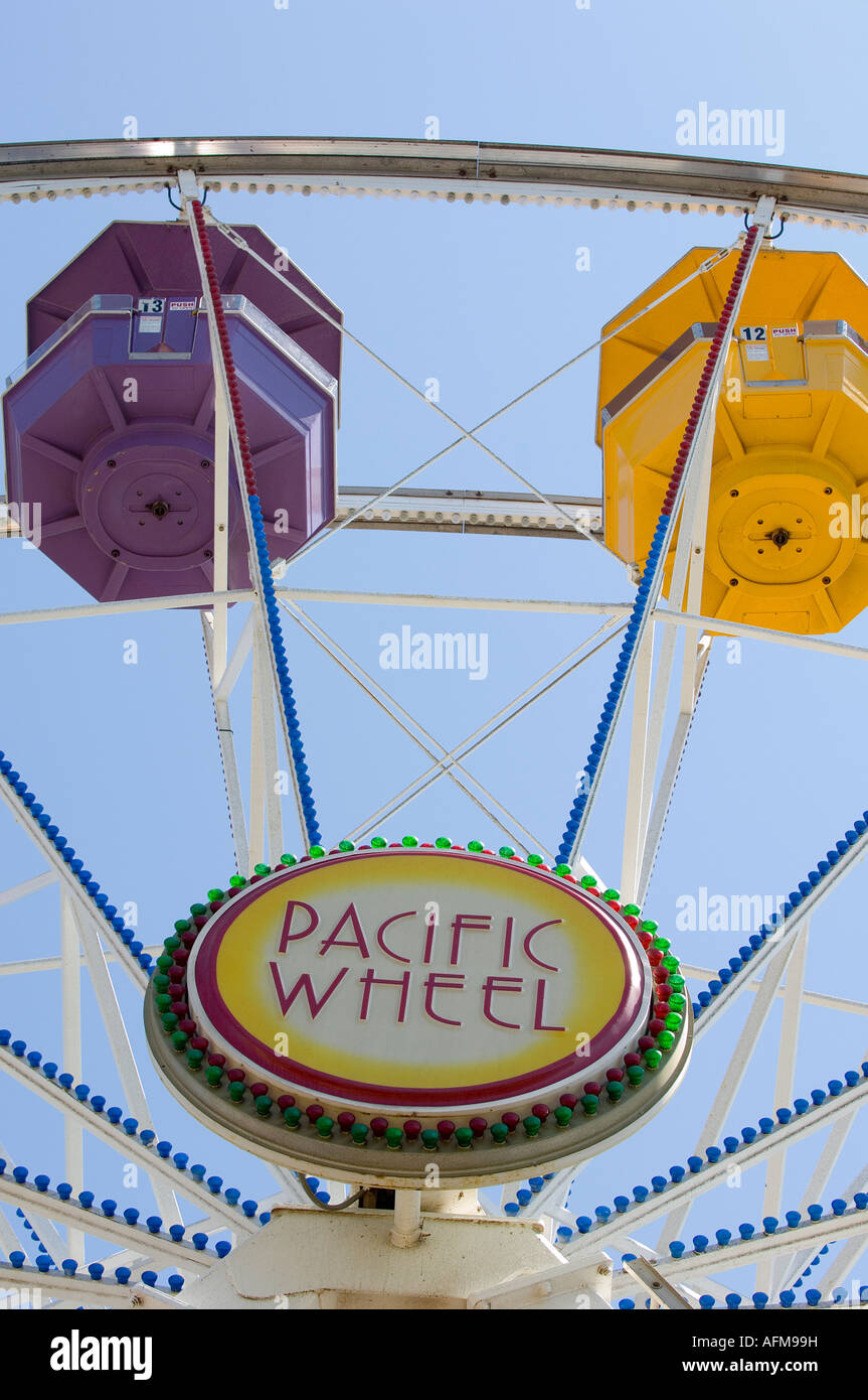 Pacific Wheel amusement park ferris wheel ride at the pier in Santa ...