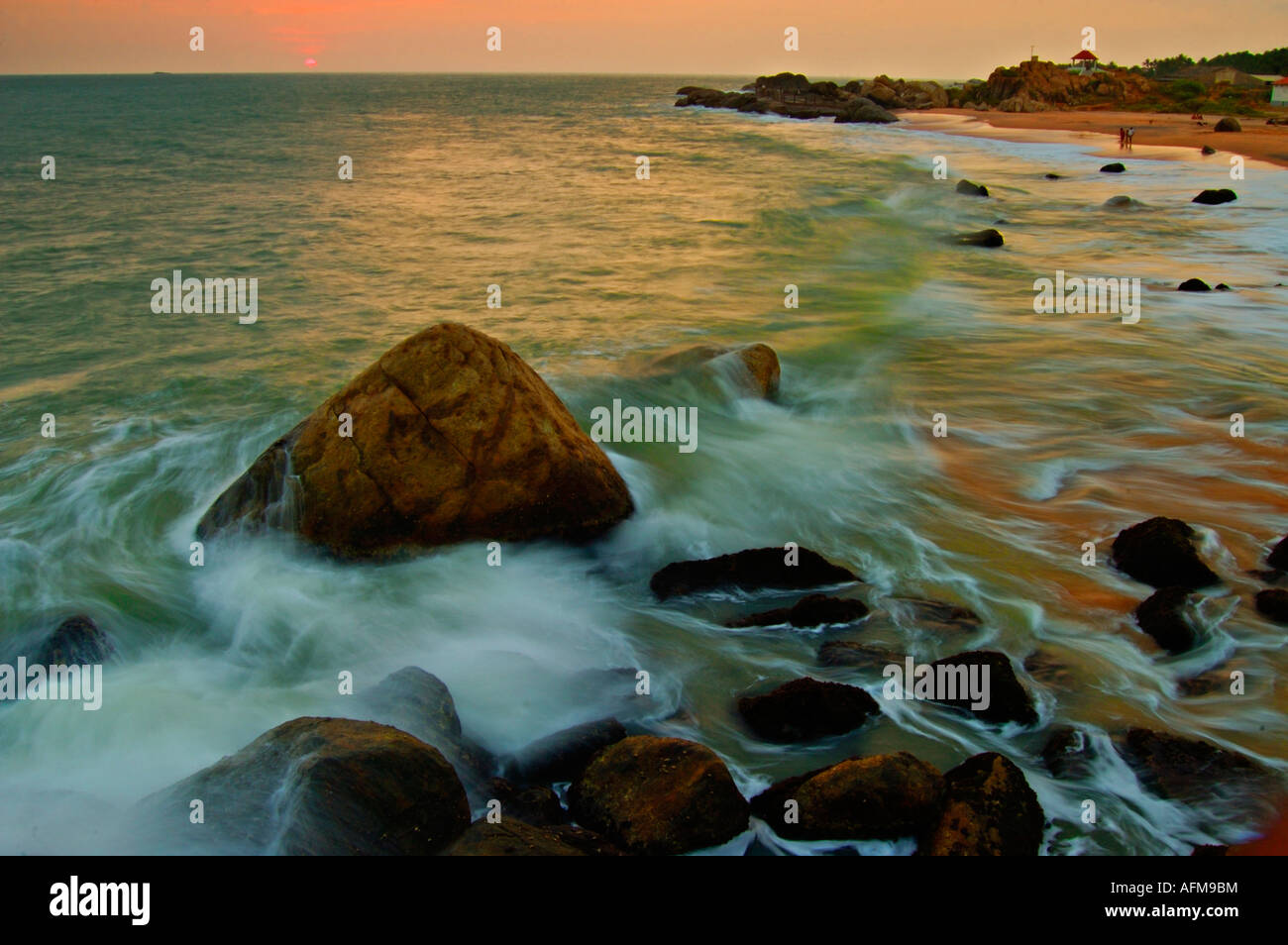 Muttom beach at sunset Stock Photo - Alamy