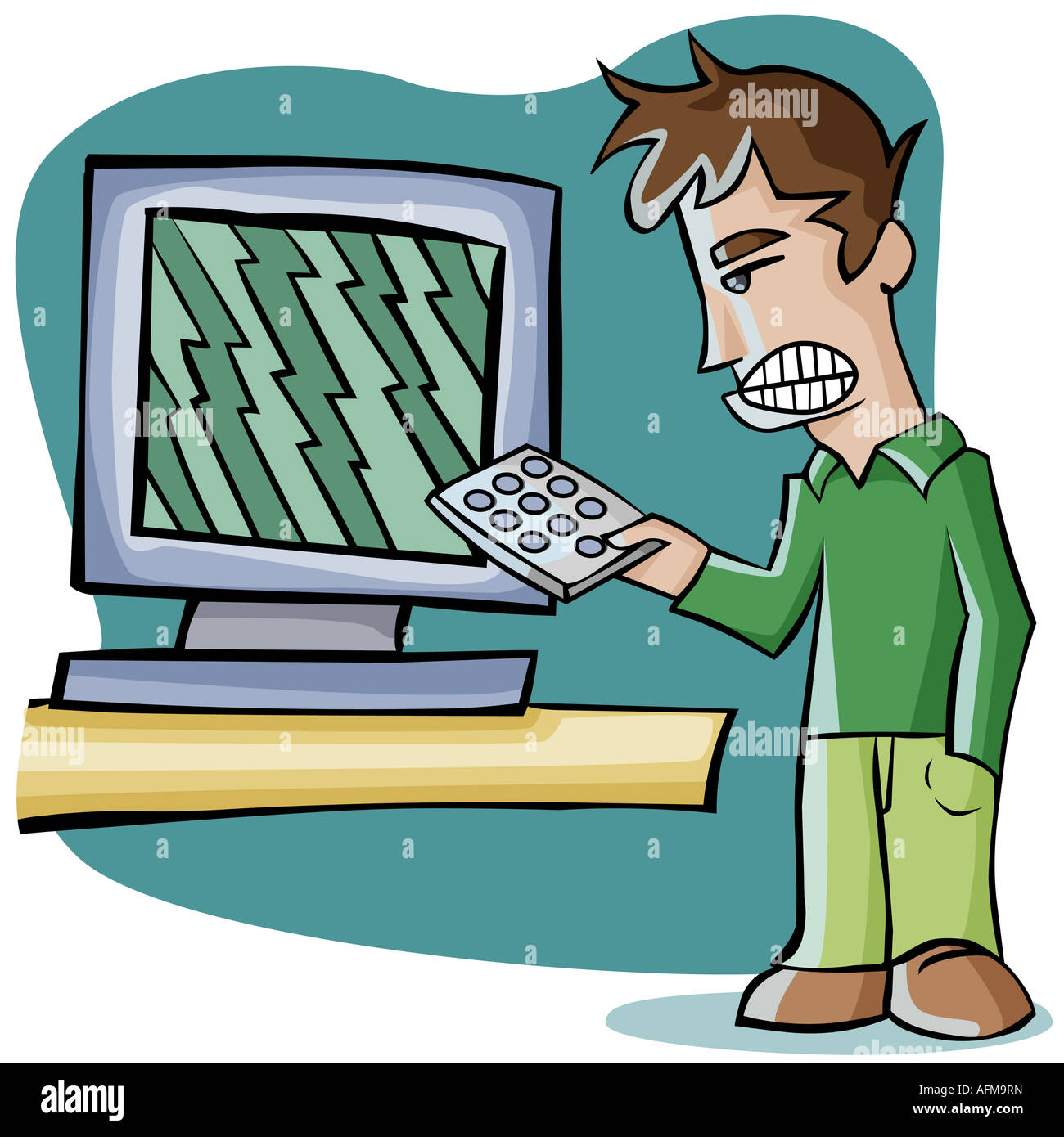 Man aiming a remote control towards a television Stock Photo - Alamy