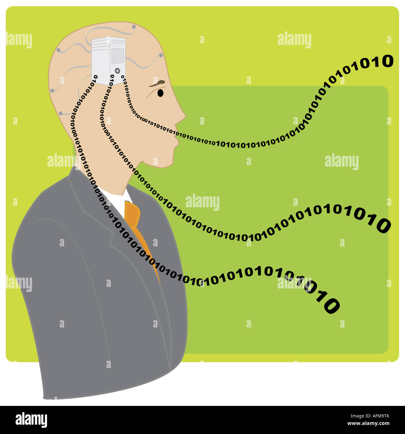 Businessman with numbers coming out of his brain Stock Photo - Alamy
