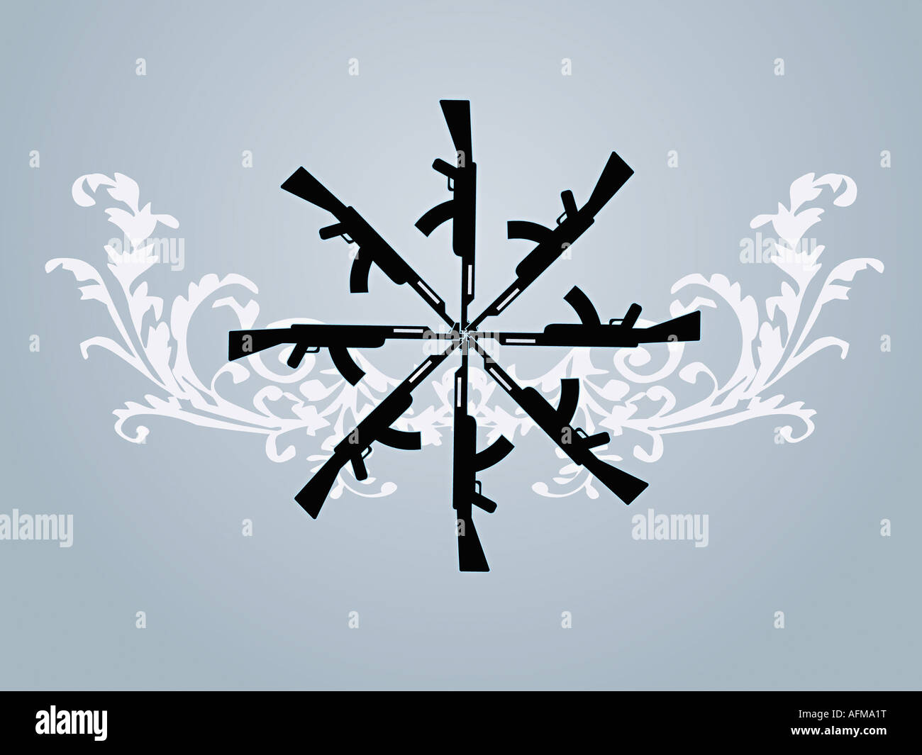 Group of rifles on a blue background Stock Photo - Alamy