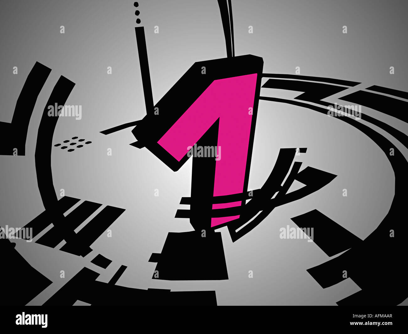 Number 1 on a gray background Stock Photo - Alamy