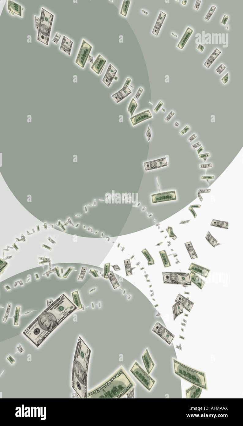 US paper currency falling Stock Photo - Alamy