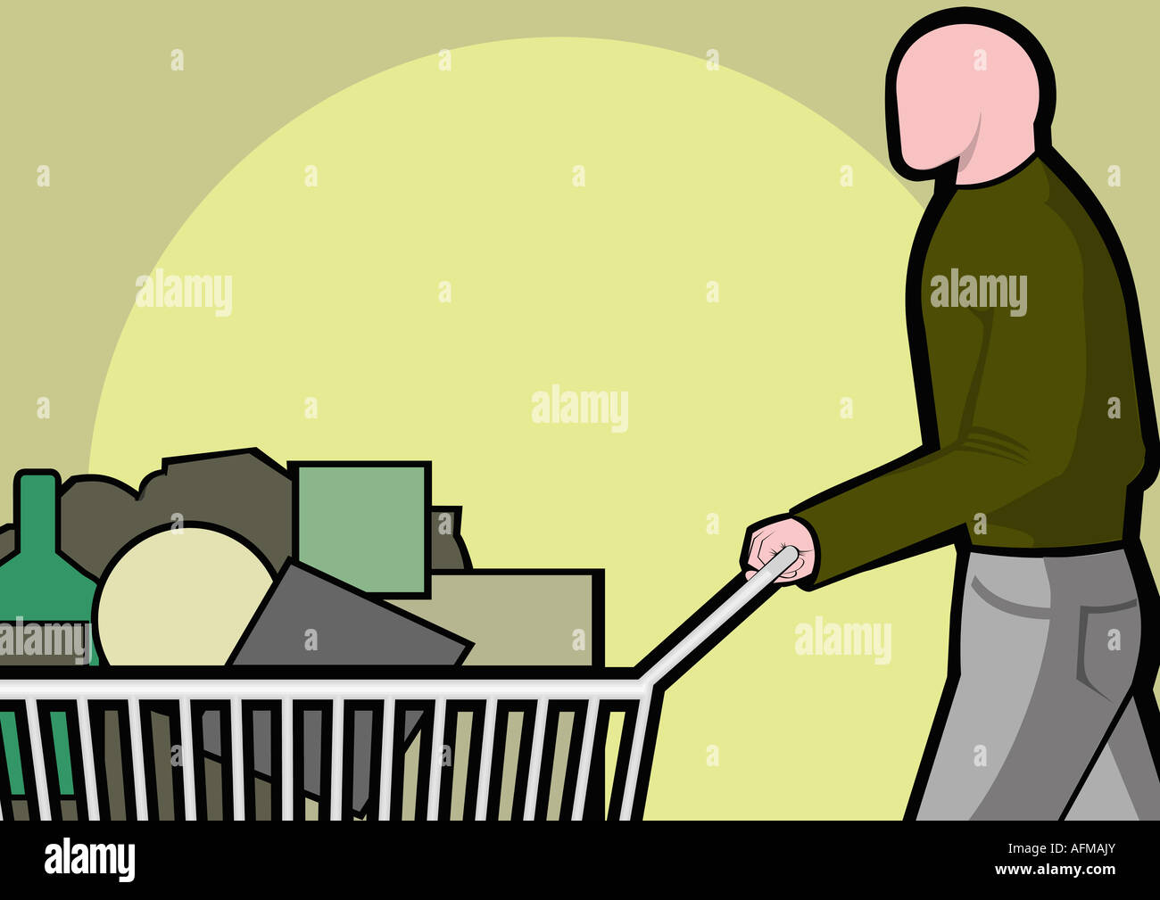 Man pushing a cart in a grocery store Stock Photo - Alamy