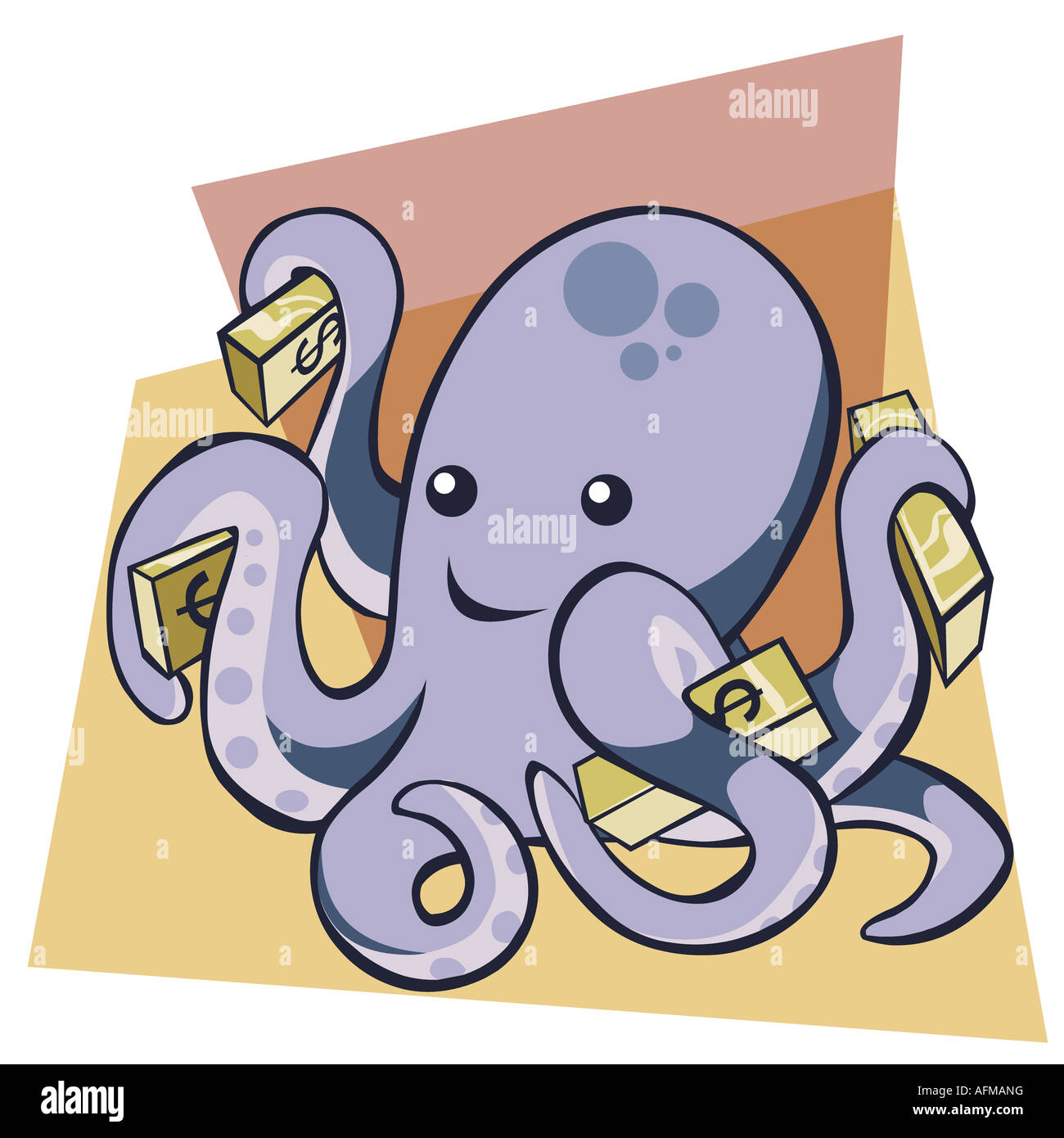 Close up of an octopus holding bundles of dollar bills Stock Photo - Alamy