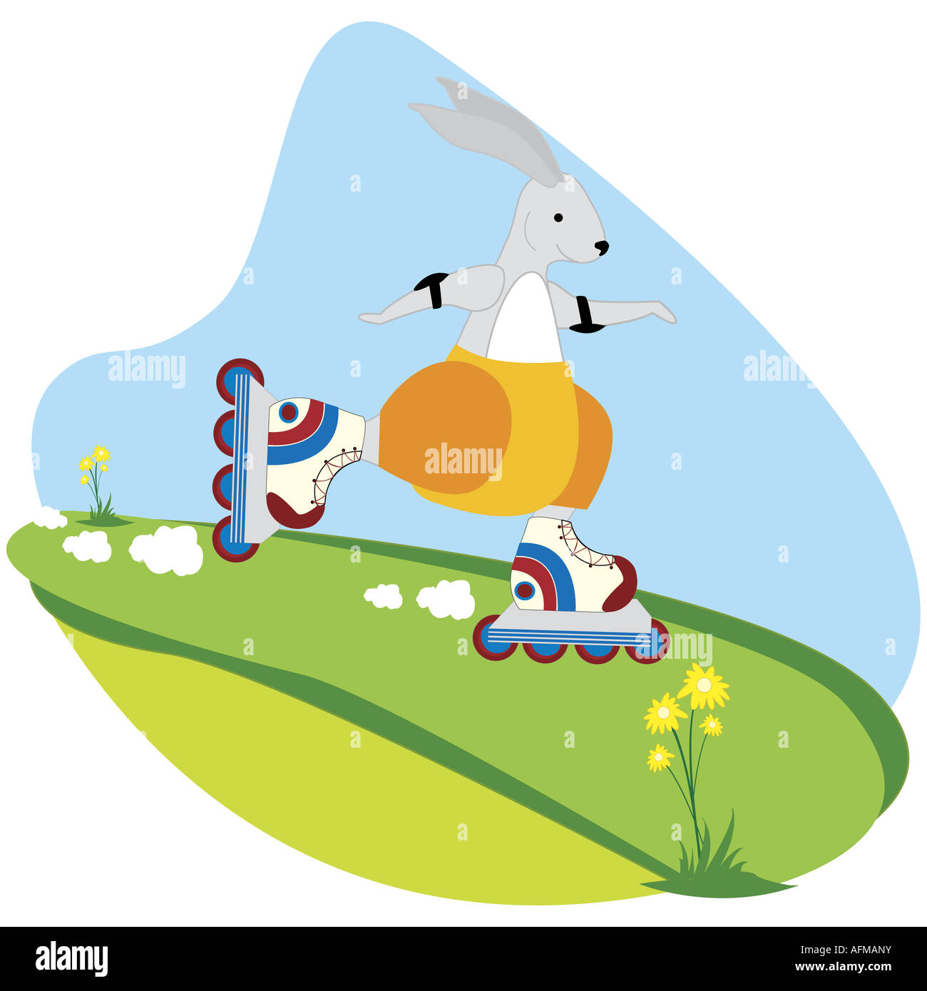 Rabbit doing roller skating Stock Photo - Alamy