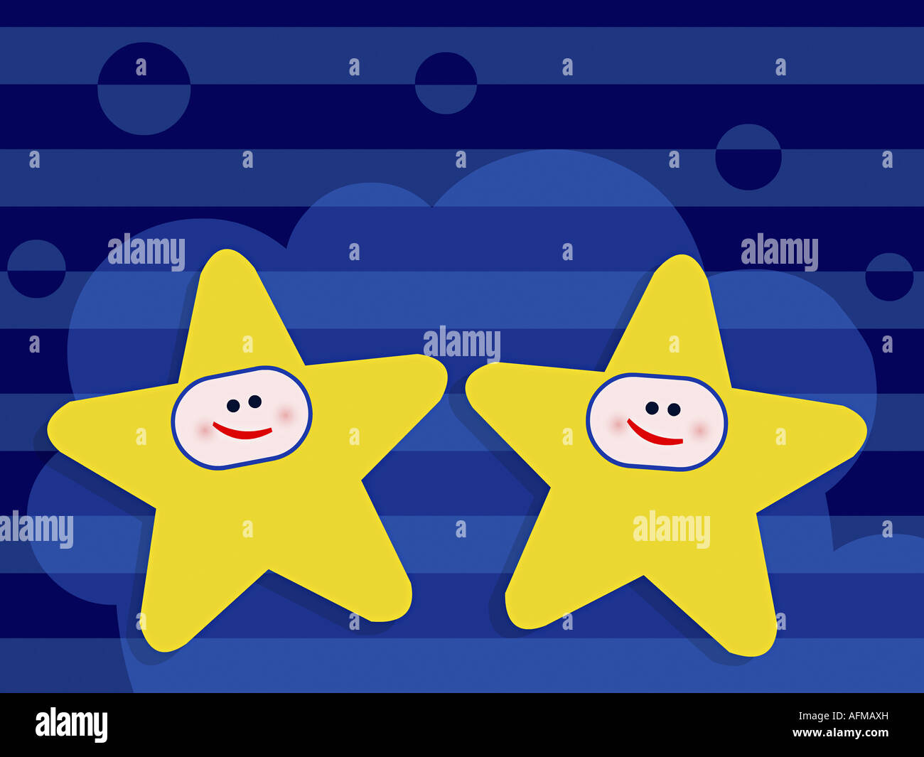 Two smiley faces on stars Stock Photo - Alamy