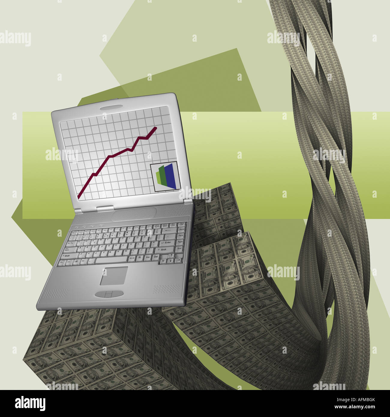 Laptop displaying a line graph Stock Photo - Alamy