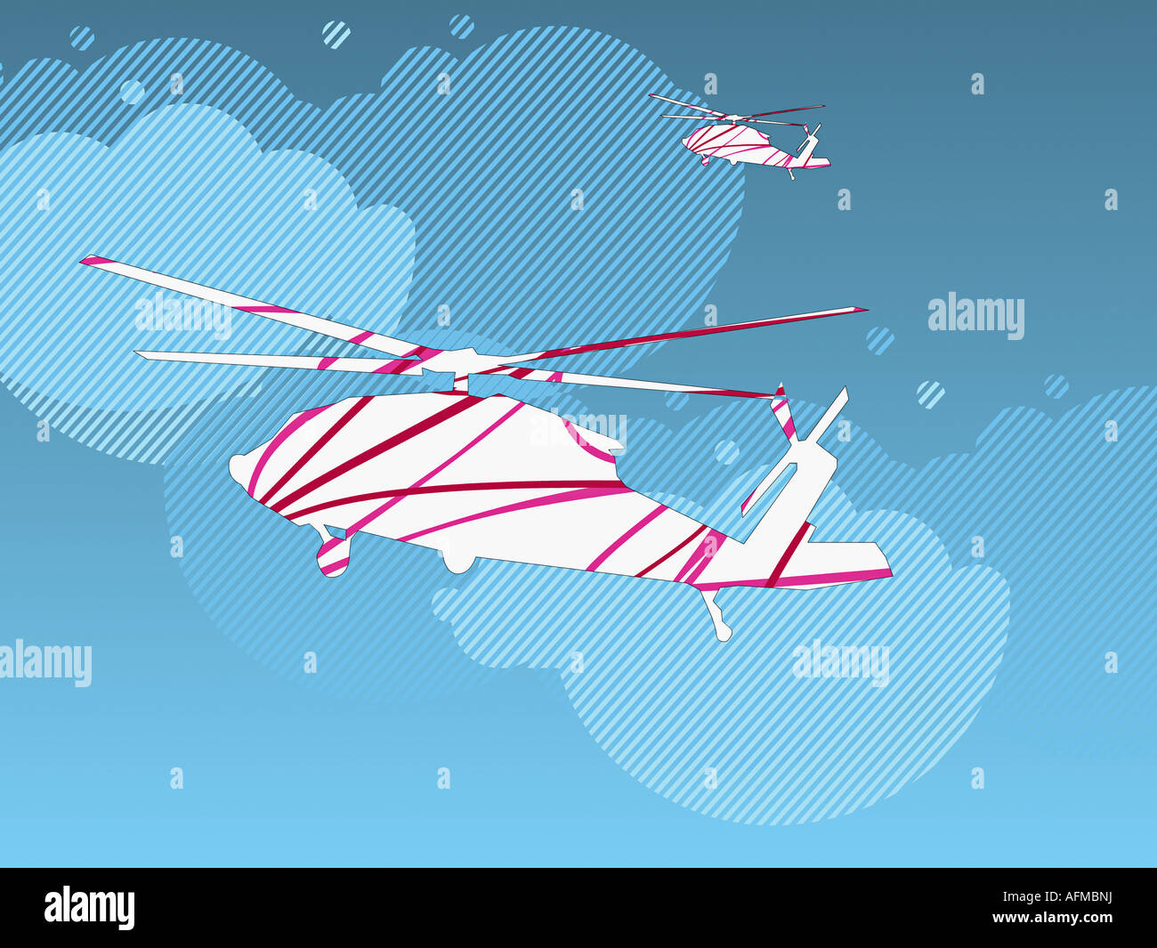 Two helicopters flying in the sky Stock Photo - Alamy