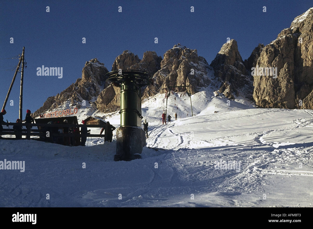tourism, Italy, South Tyrol, ski lift at Grödner Joch, 1973 Stock Photo ...