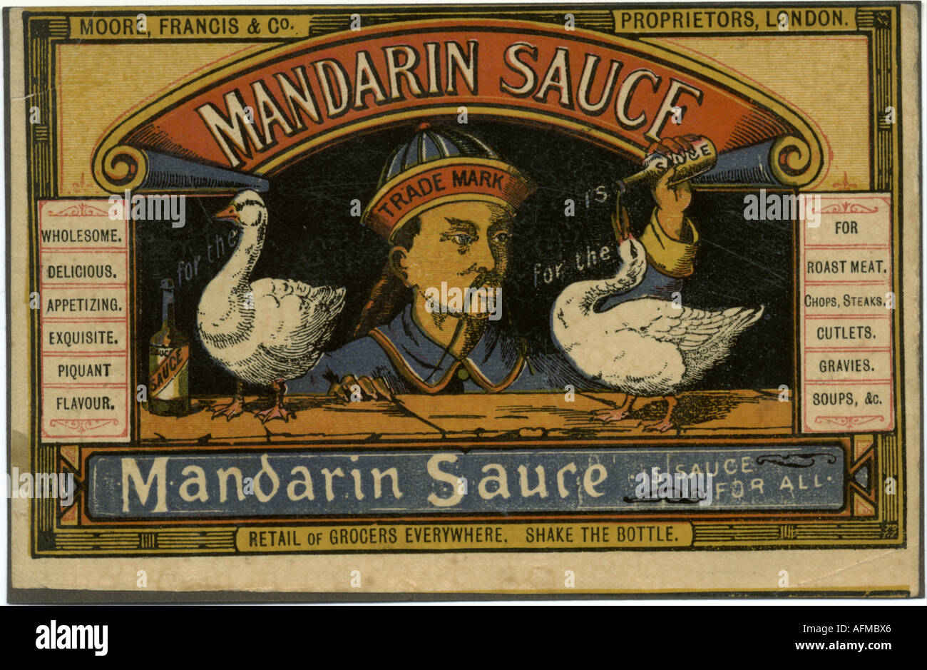 Label for Mandarin Sauce circa 1890 Stock Photo - Alamy