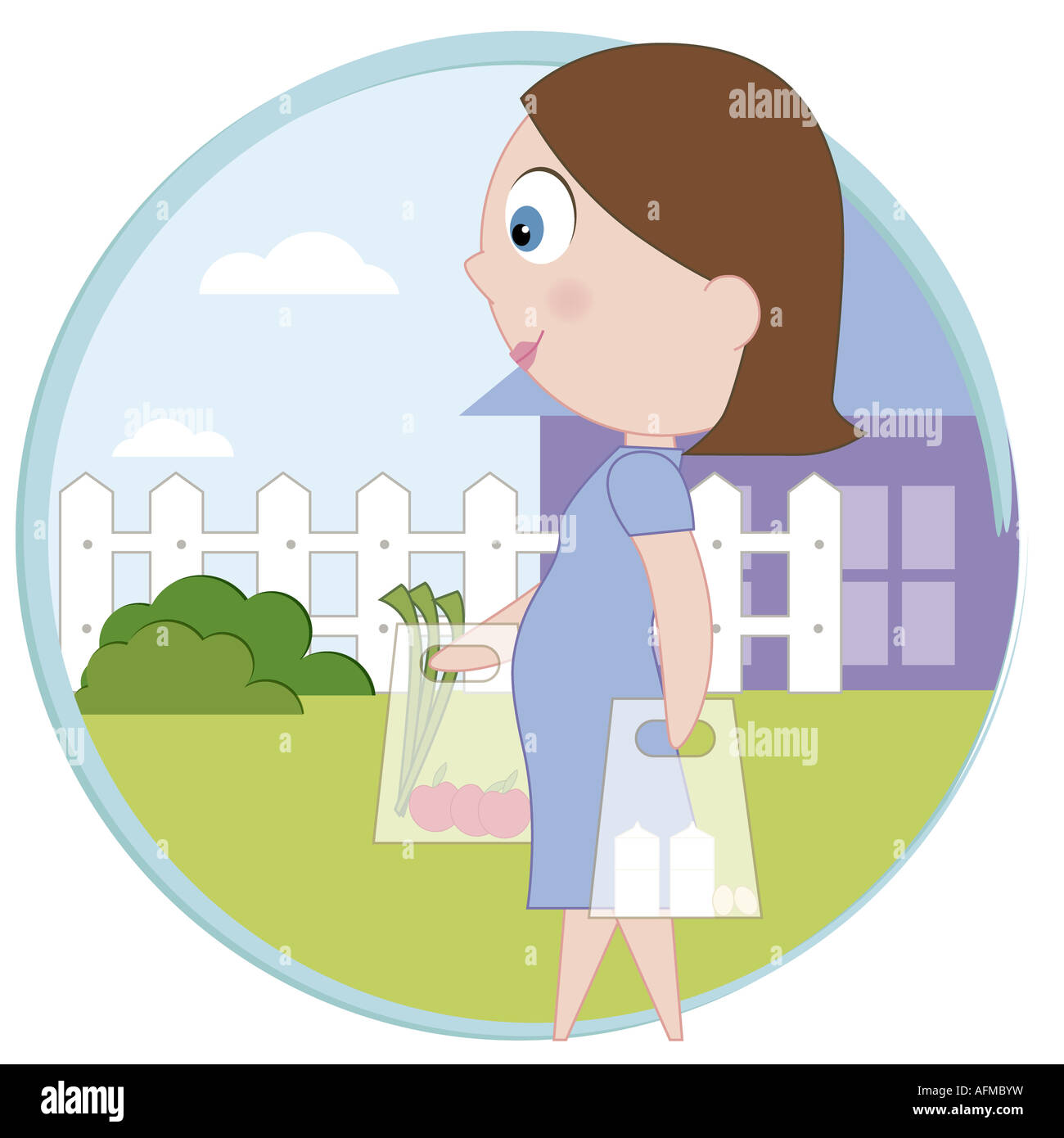 Woman carrying grocery bags Stock Photo - Alamy