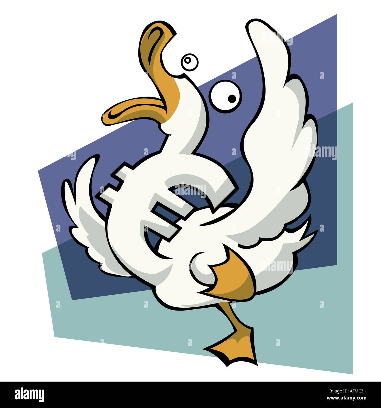 Duck with its neck in the shape of euro dollar sign Stock Photo - Alamy