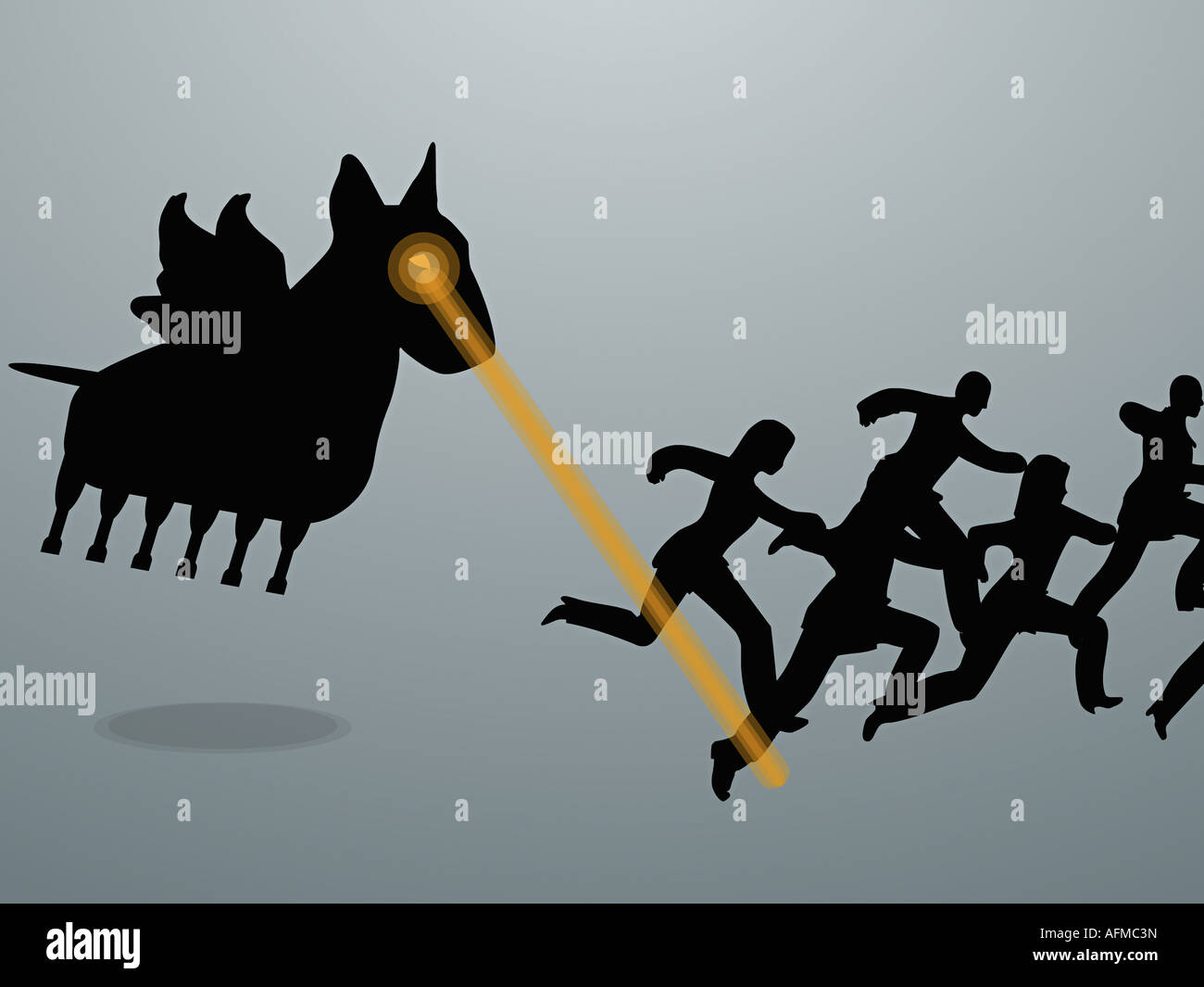 Group of People escaping from an animal Stock Photo - Alamy