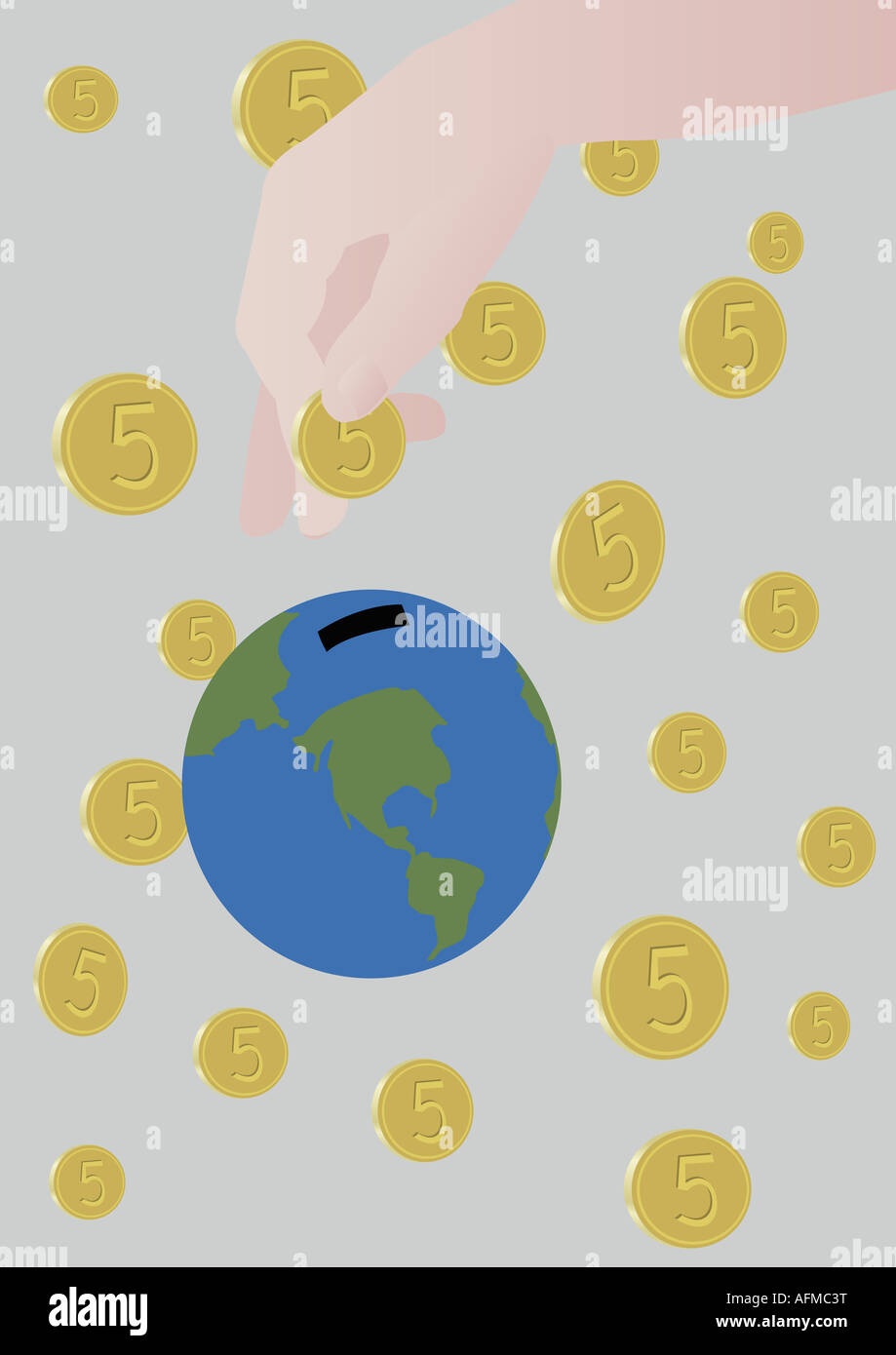 Person hand dropping gold coins into a piggy bank Stock Photo - Alamy