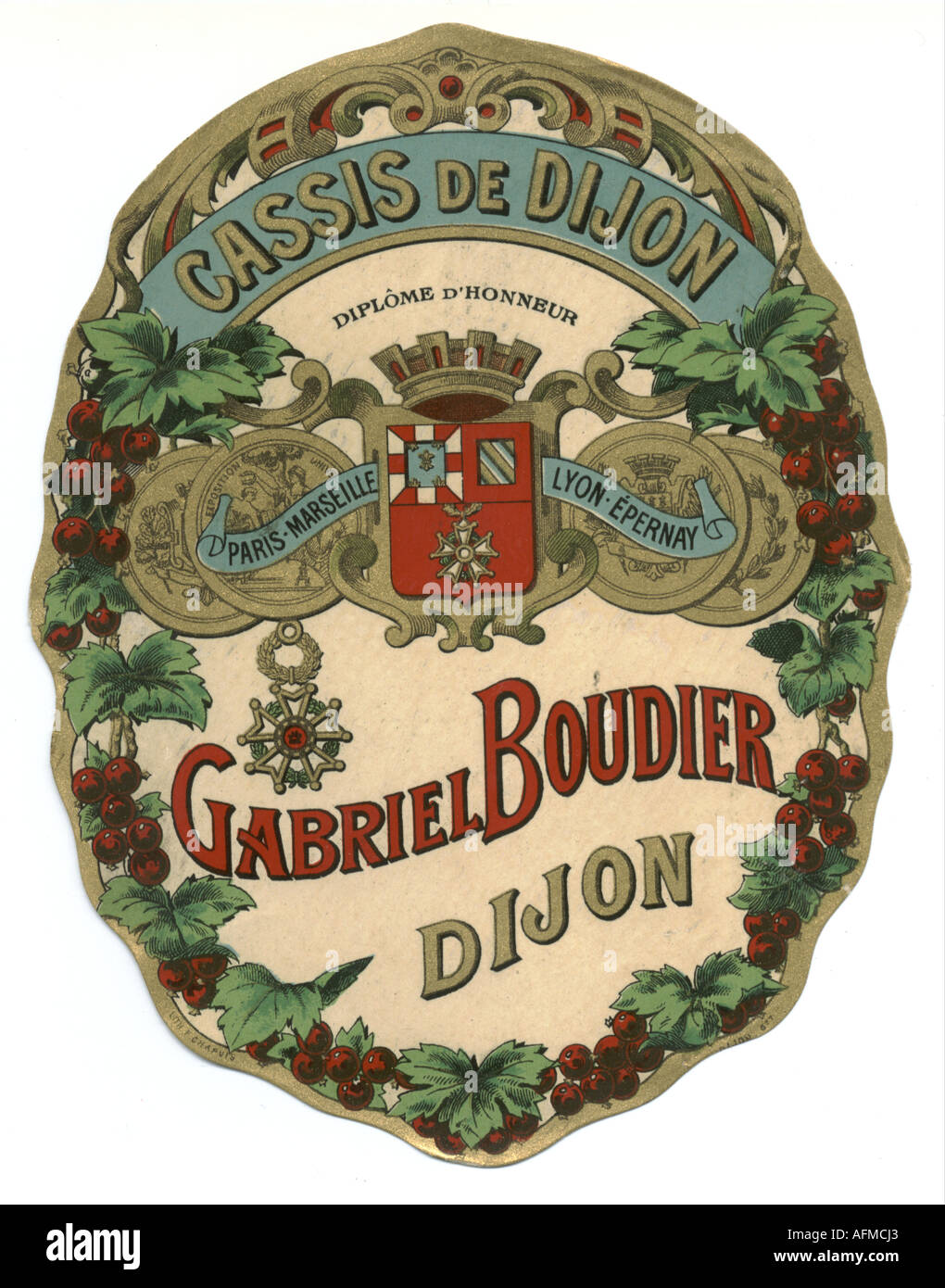 Chromolithographed die cut label for Cassis circa 1880 Stock Photo - Alamy