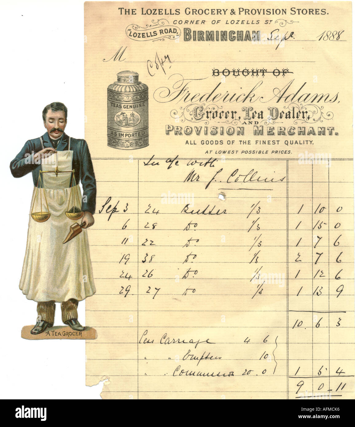 Victorian grocer's invoice hi-res stock photography and images - Alamy