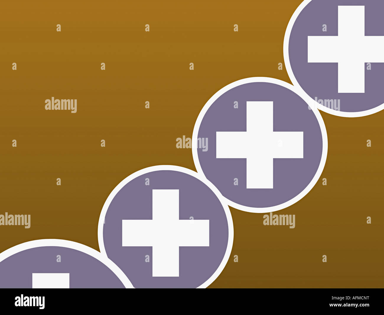 Crosses in circles against a yellow background Stock Photo - Alamy