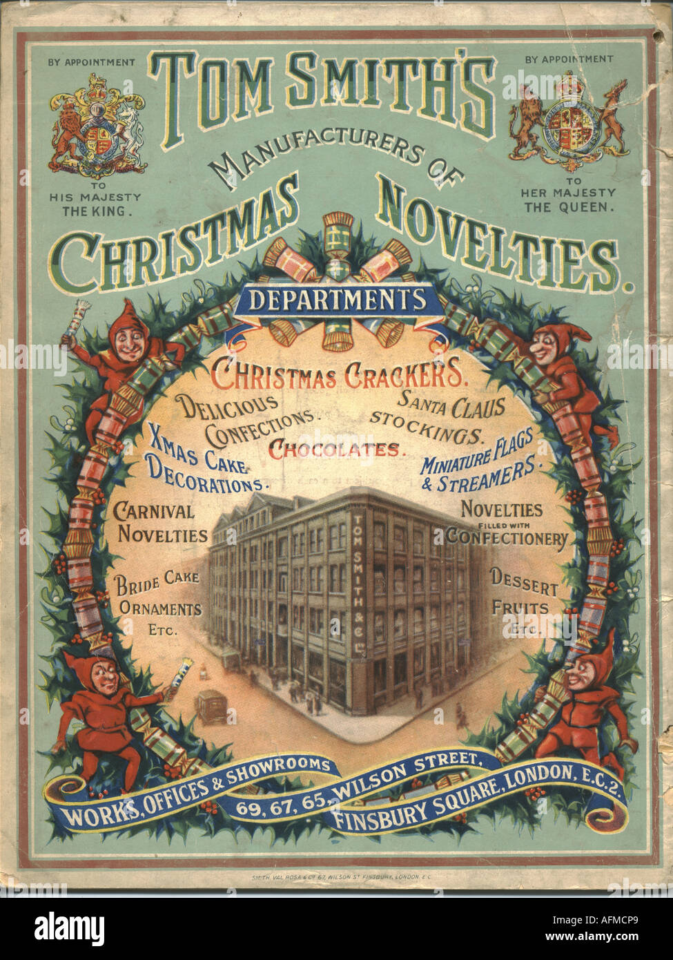 Tom Smith's Christmas Cracker catalogue cover 1934 (verso Stock Photo ...