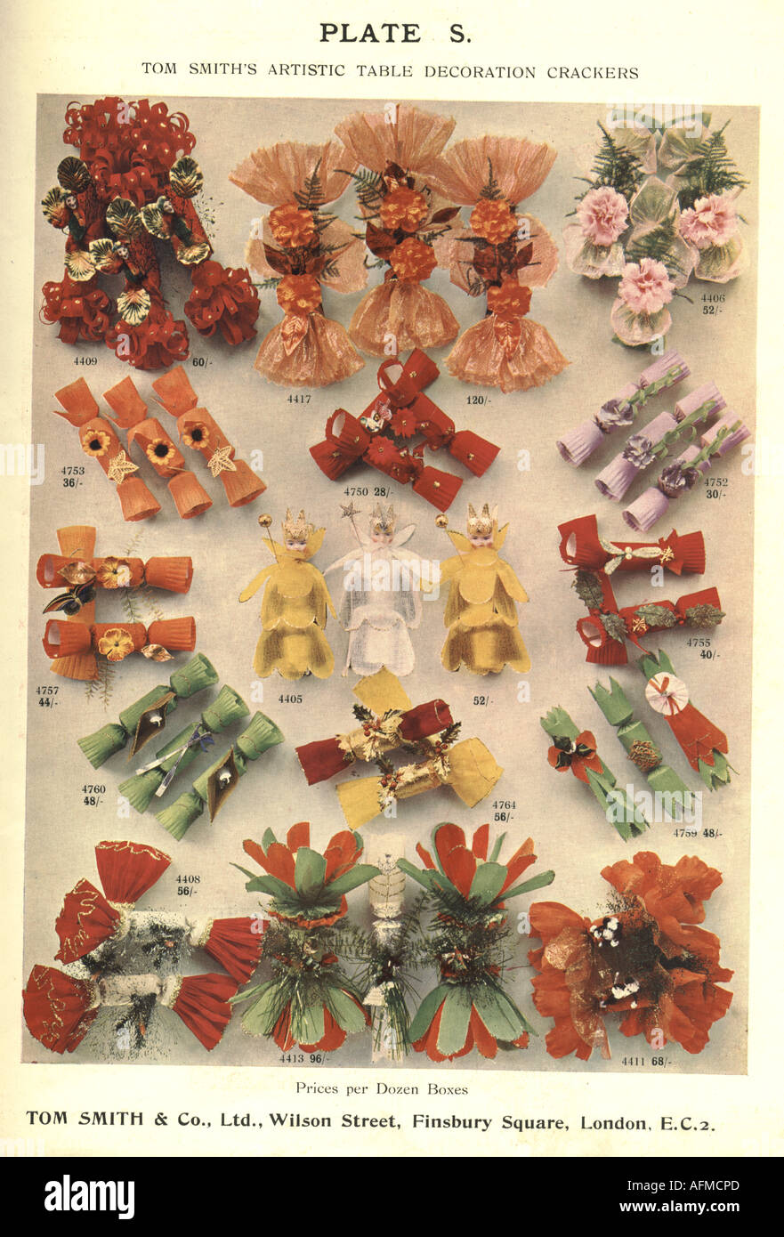Cracker table decorations from Tom Smith's Christmas Cracker catalogue ...