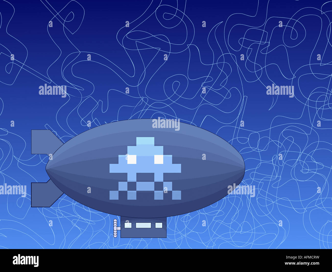 Blimp on a blue background Stock Photo - Alamy