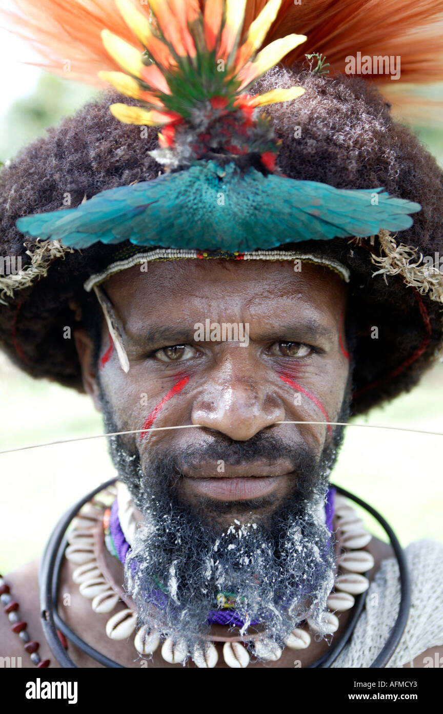 A Huli wigman tribal warrior, Tari, Papua New Guinea Stock Photo - Alamy