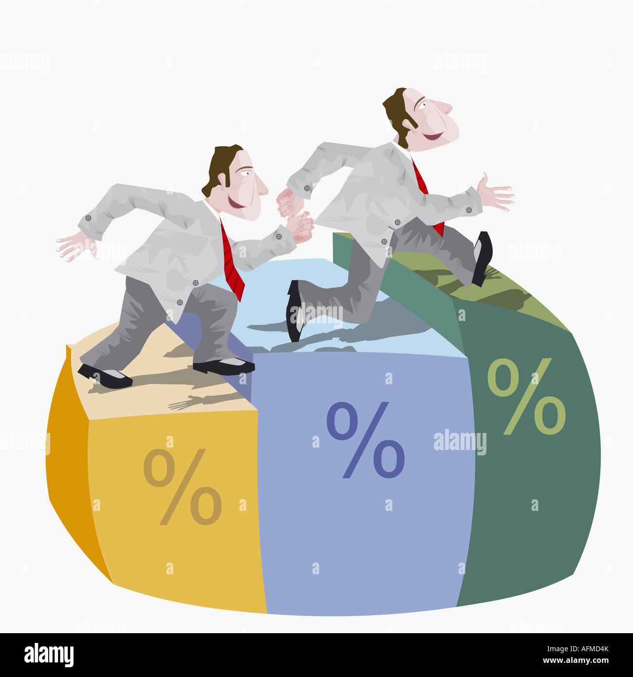 Side profile of two businessmen walking on a bar graph hi-res stock ...