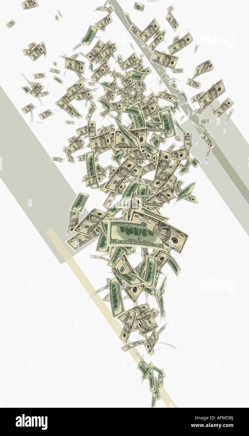 American dollar bills falling from the sky Stock Photo - Alamy