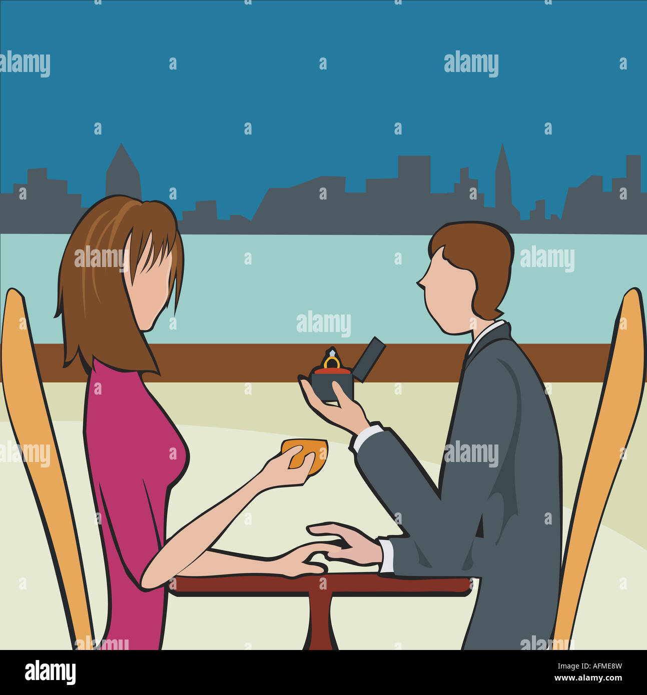 Vector Illustration Of A Man Proposing To A Woman High Resolution Stock ...