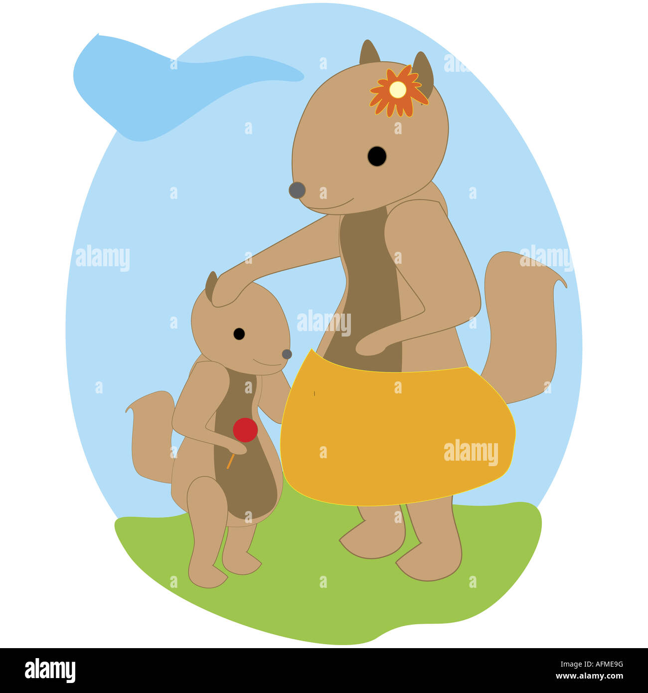 Mother squirrel pampering her young Stock Photo - Alamy