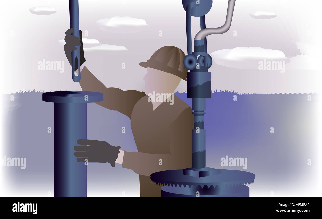 Man working on an oil rig Stock Photo - Alamy
