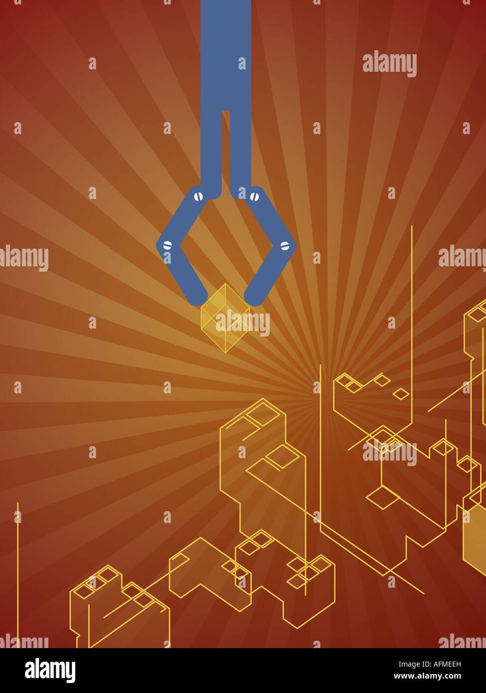 Crane picking up a cardboard box Stock Photo - Alamy