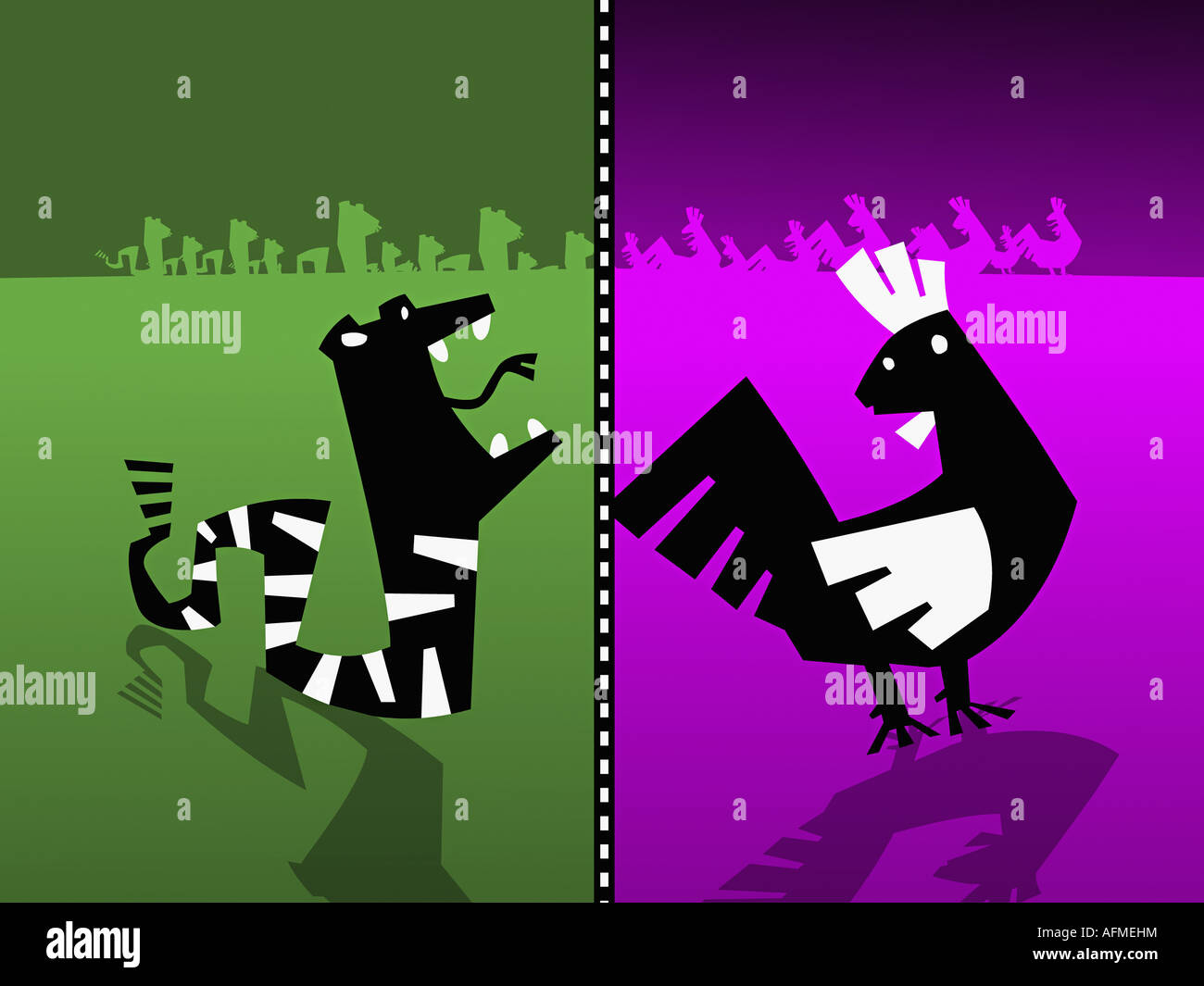 Close up of a snake and a rooster Stock Photo - Alamy