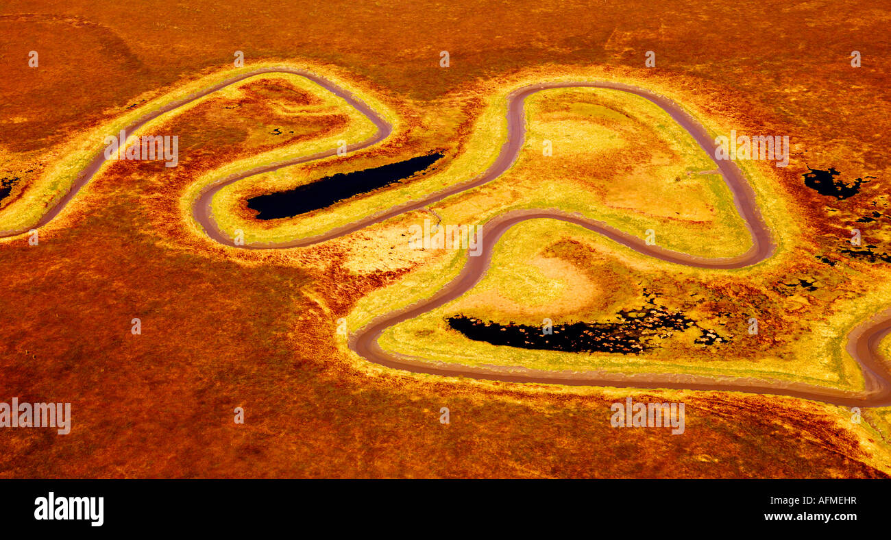 An aerial low altitude view of a creek with no name in Alaska Stock ...