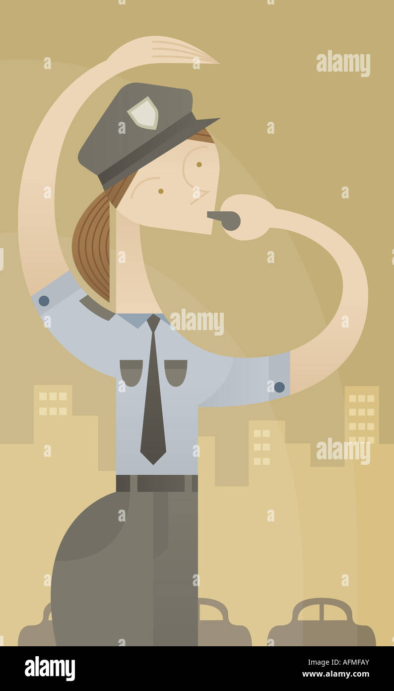 Female traffic cop controlling traffic Stock Photo - Alamy