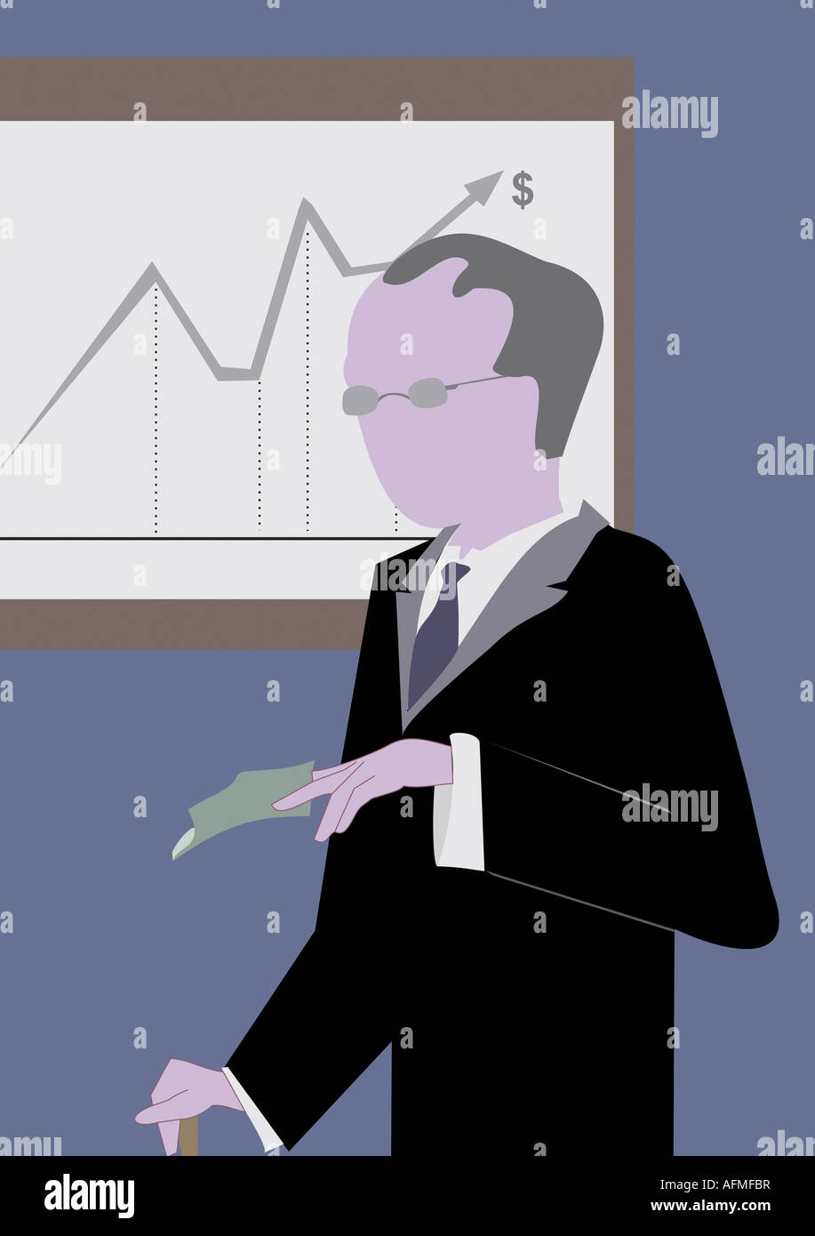 Close up of a businessman near a line graph Stock Photo - Alamy
