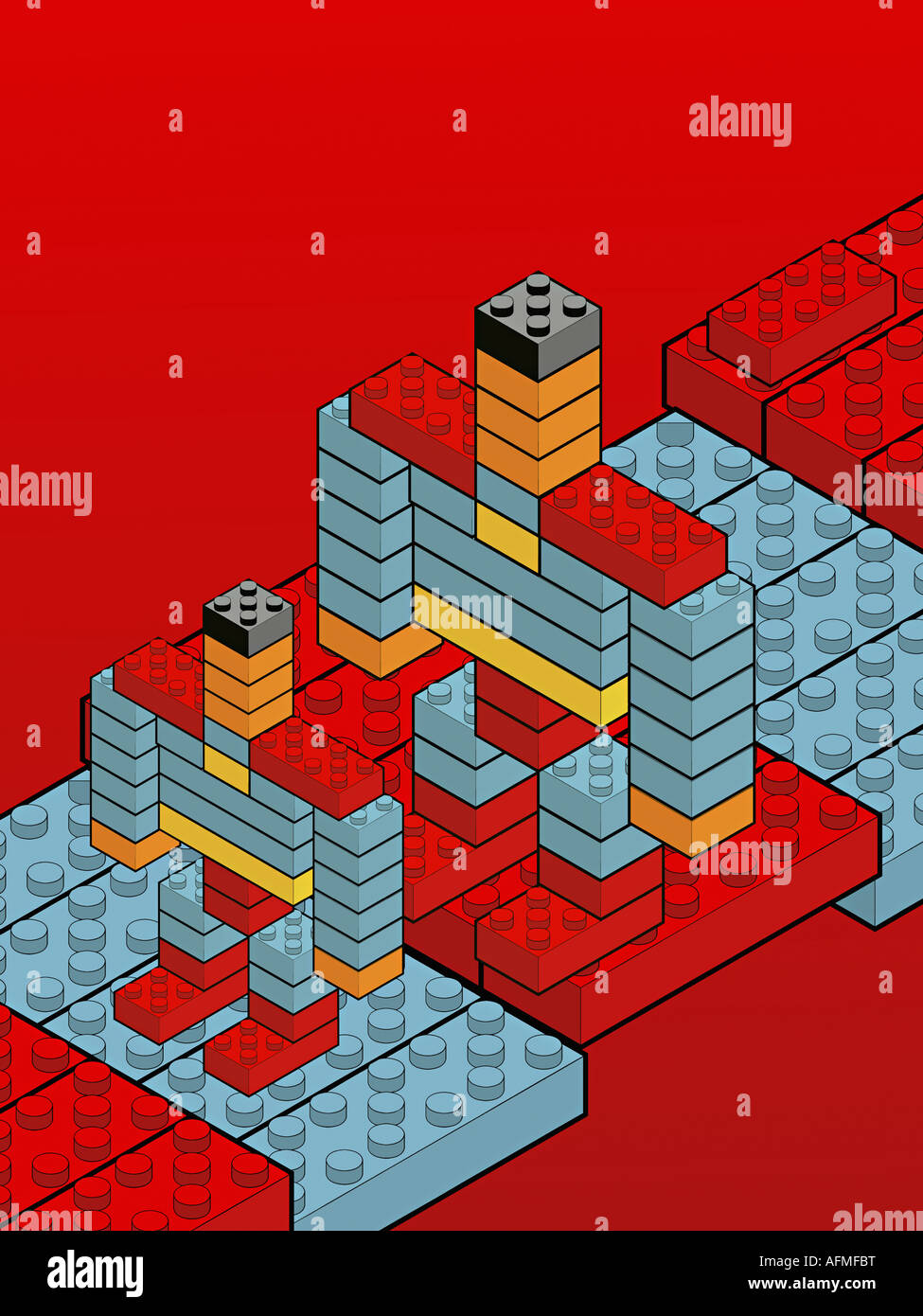 High angle view of robots made by plastic blocks Stock Photo - Alamy