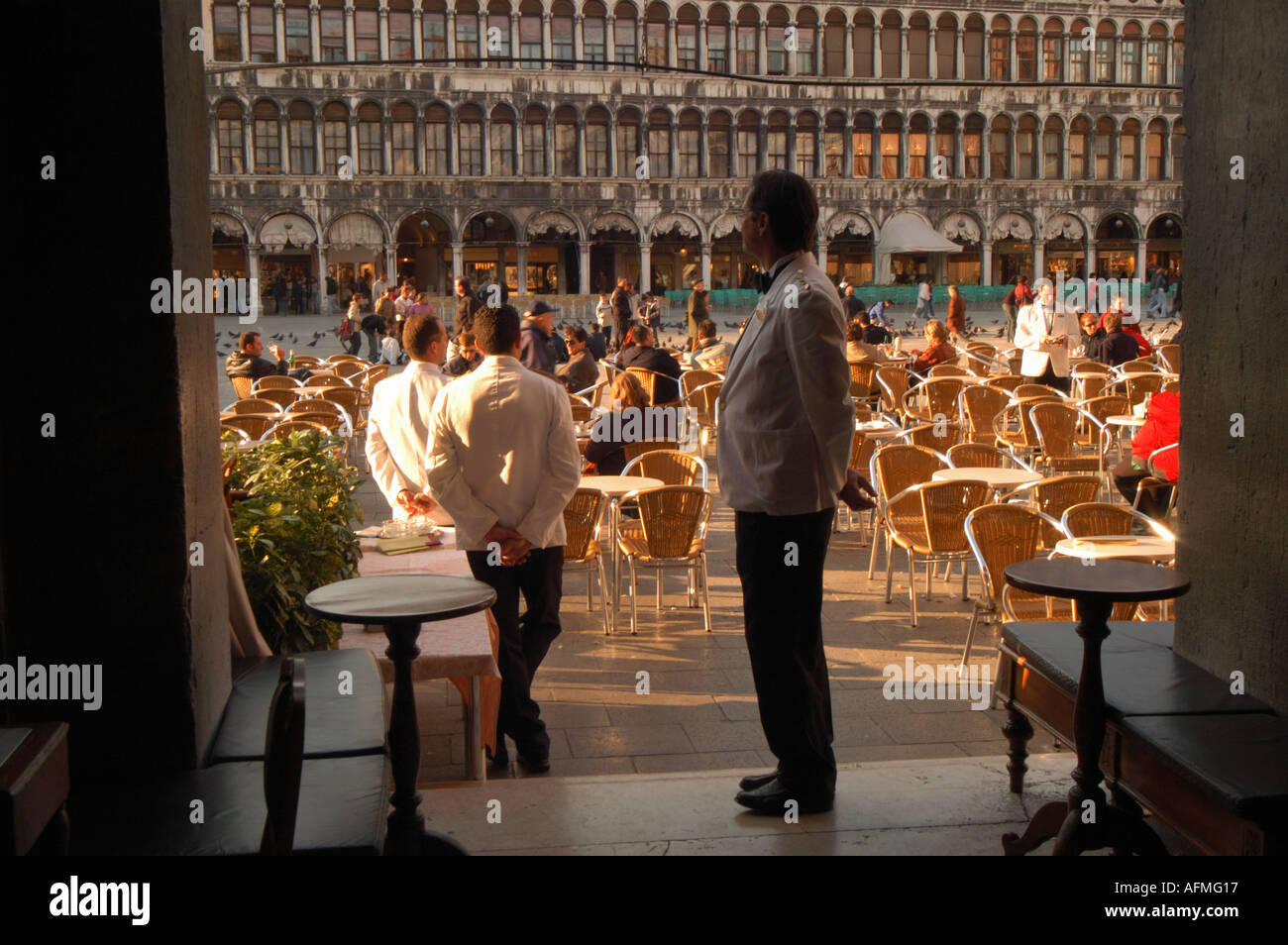 Waiters in Piazza San Marco Venice Italy Stock Photo - Alamy