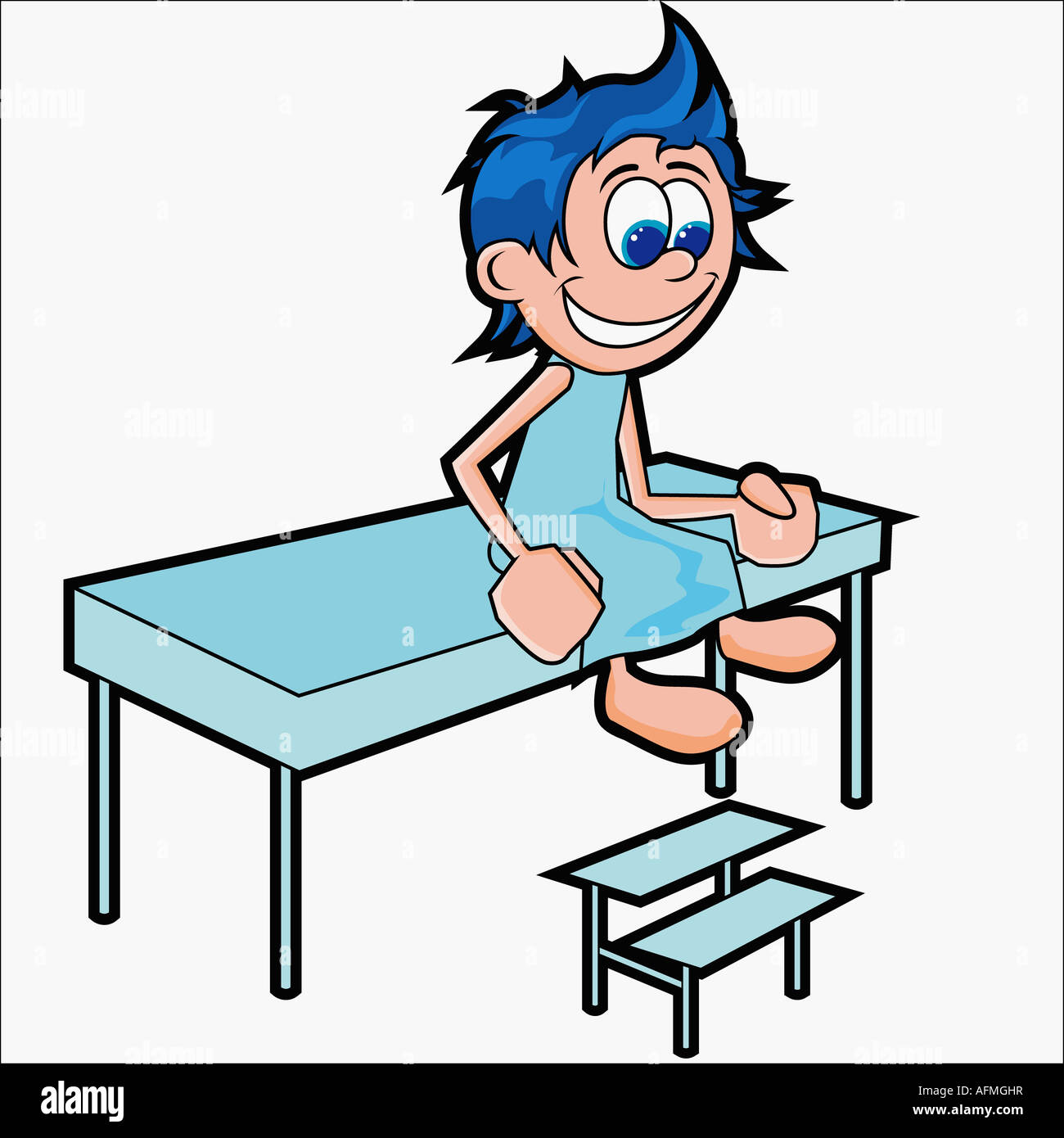 Patient sitting on an examination table Stock Photo - Alamy