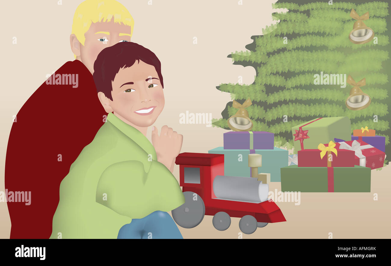 Side profile of two boys smiling Stock Photo - Alamy