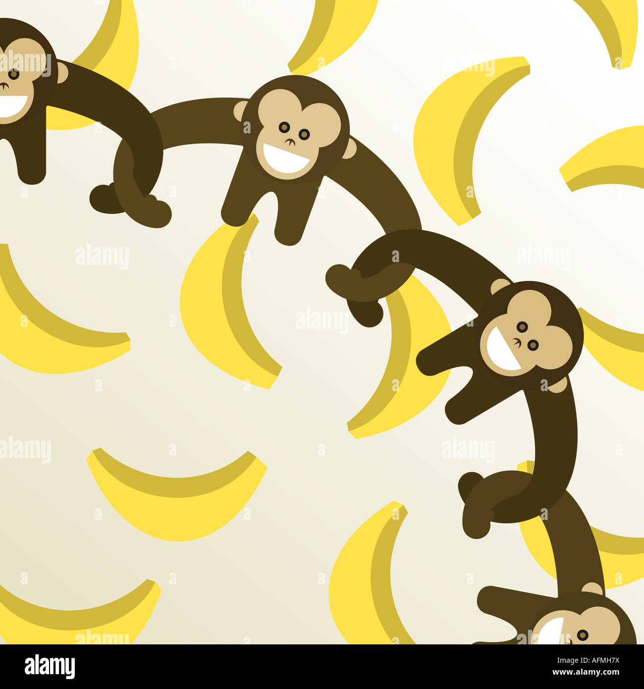 High angle view of monkeys standing arm in arm Stock Photo - Alamy