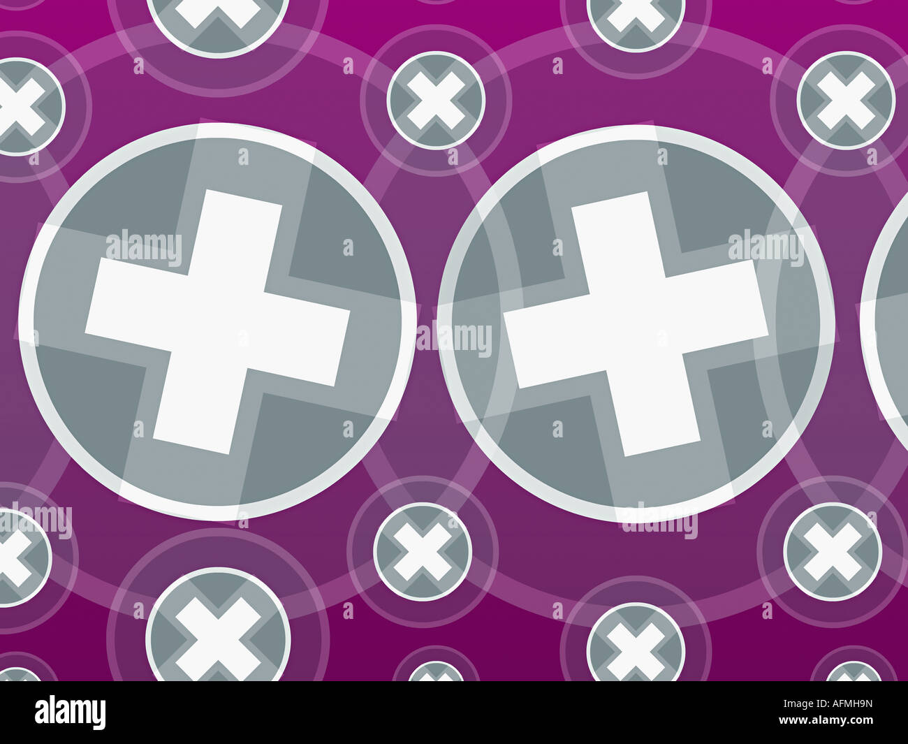 Crosses in circles against a purple background Stock Photo - Alamy