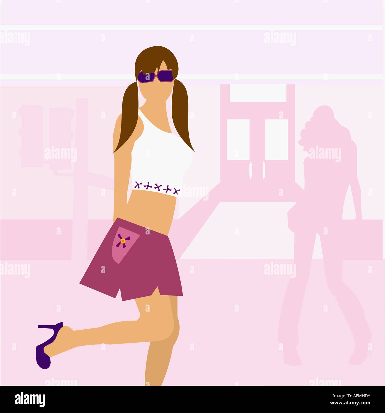 Woman dancing with her hands behind her back hi-res stock photography ...