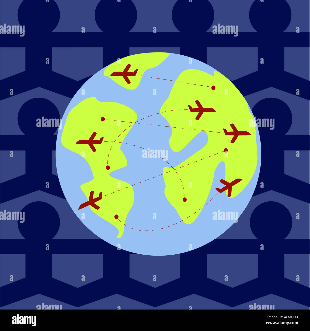 Airplanes flying over the earth Stock Photo - Alamy