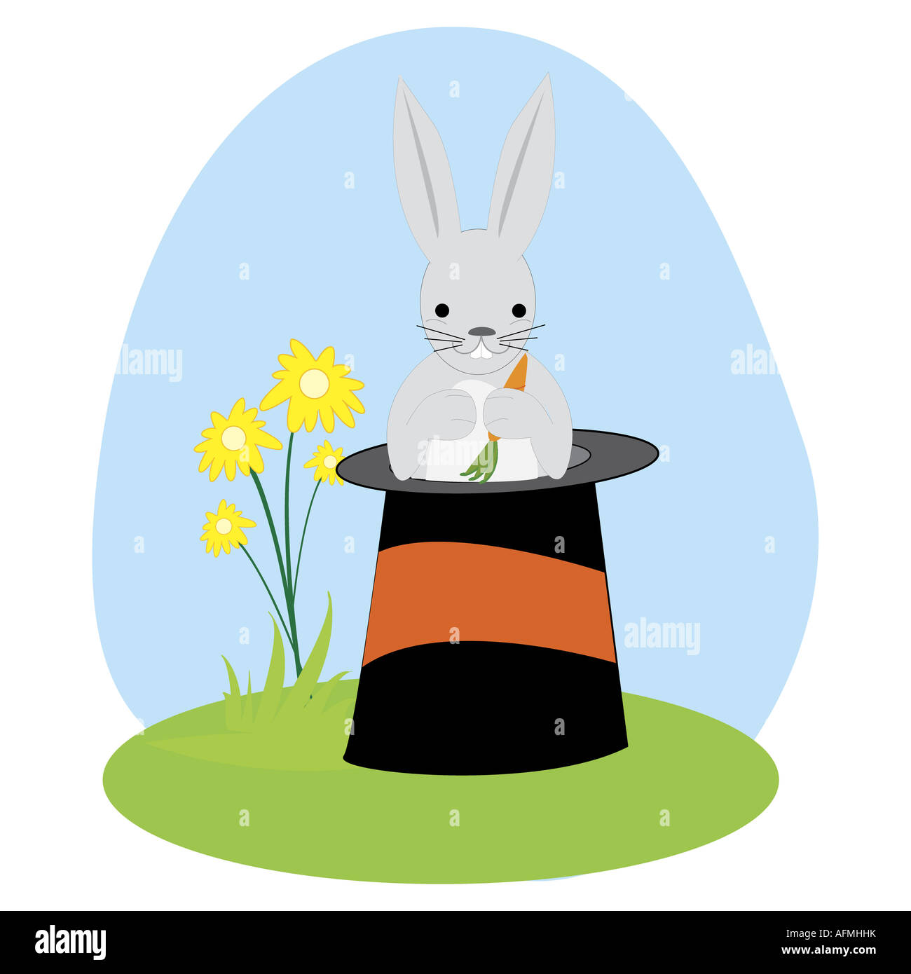 Rabbit in blue flower Cut Out Stock Images & Pictures - Alamy