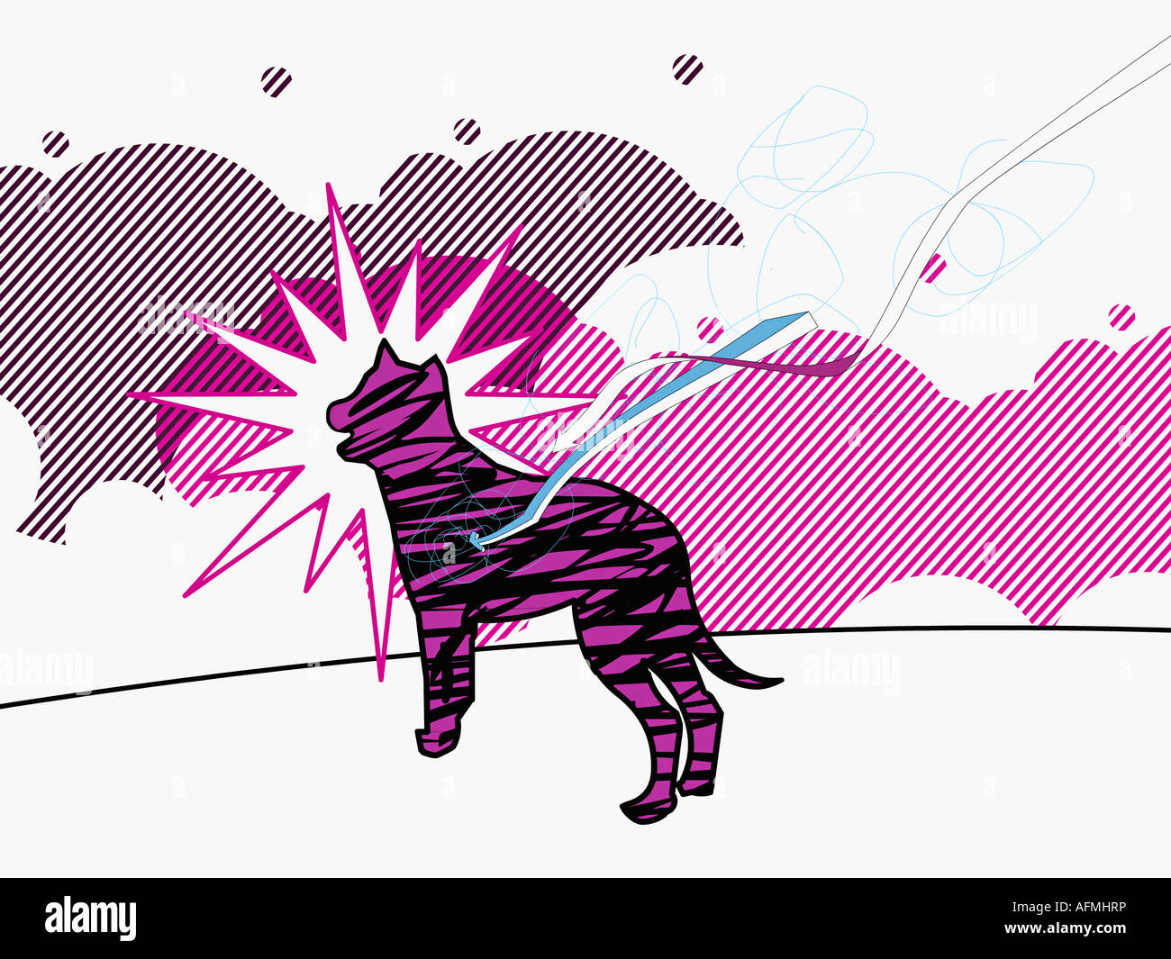 Lightning striking a dog during rain Stock Photo - Alamy