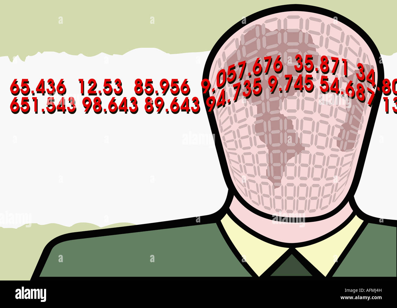 Man with numbers written across his forehead hi-res stock photography ...