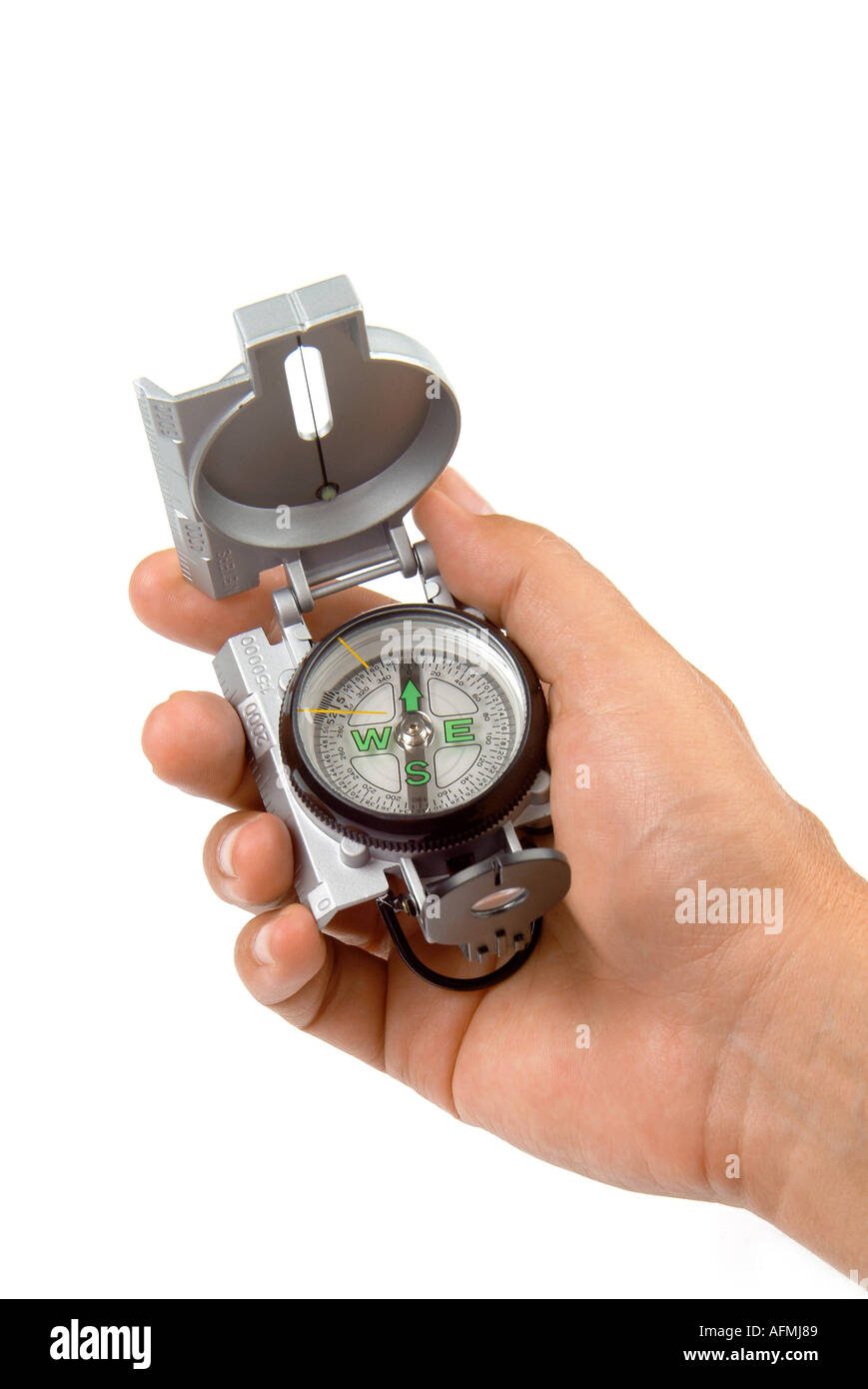 compass in a hand Hand mit Kompass Lunette Stock Photo - Alamy