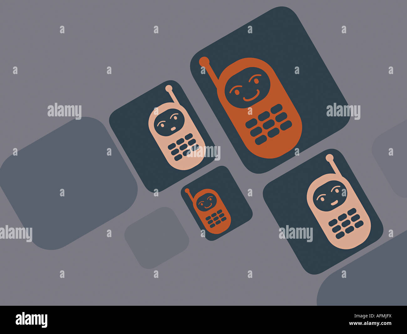 Four mobile phones with human faces Stock Photo - Alamy