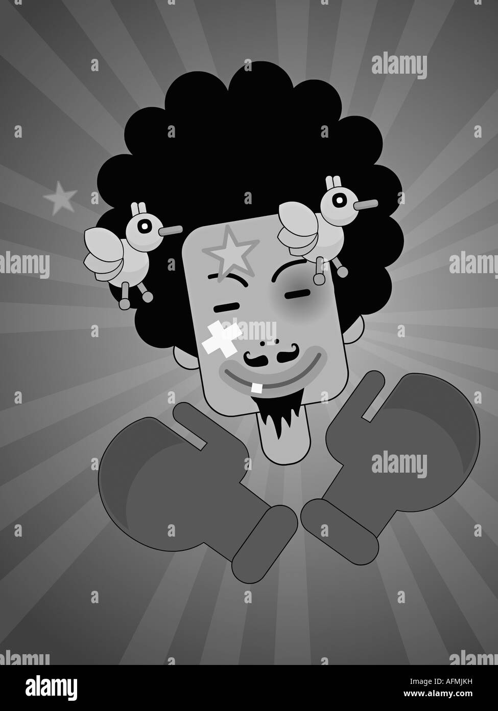 One animal two birds Black and White Stock Photos & Images - Alamy